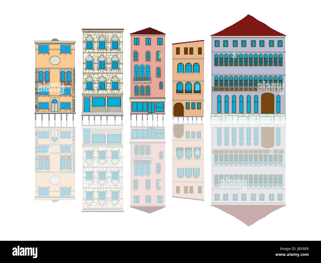 Venice houses cartoon over white background Stock Photo - Alamy