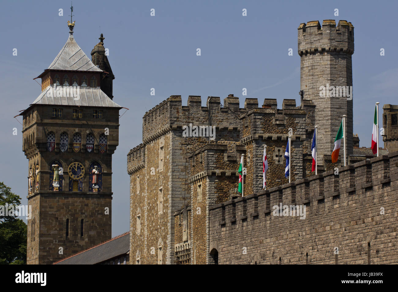 The ornamental towers of Cardiff Castle Stock Photo - Alamy