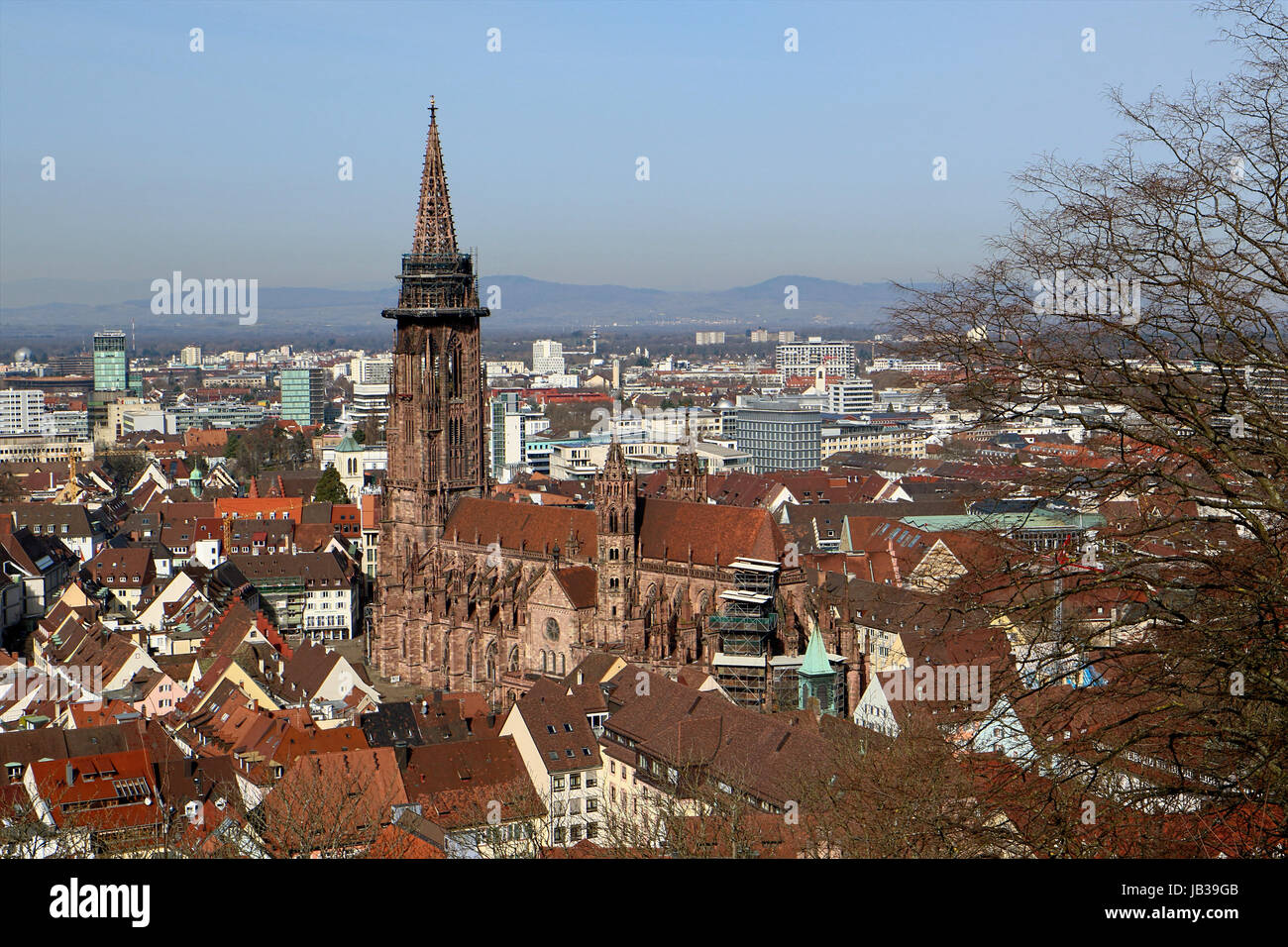 Freiburg Minster, a medieval church in the city of Freiburg, at the ...