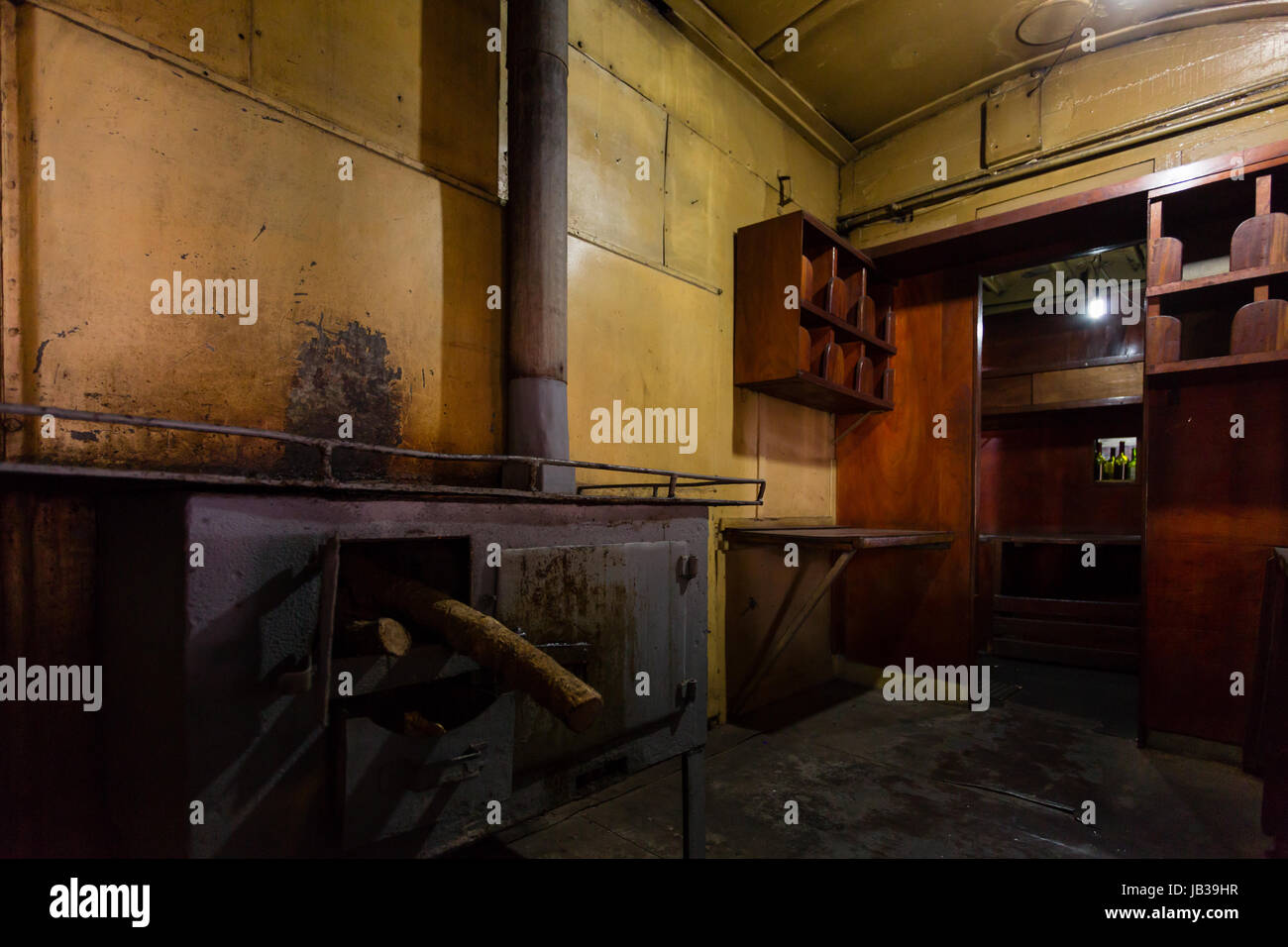 Old dining wagon kitchen, scene of the Railway Museum (Museo ...