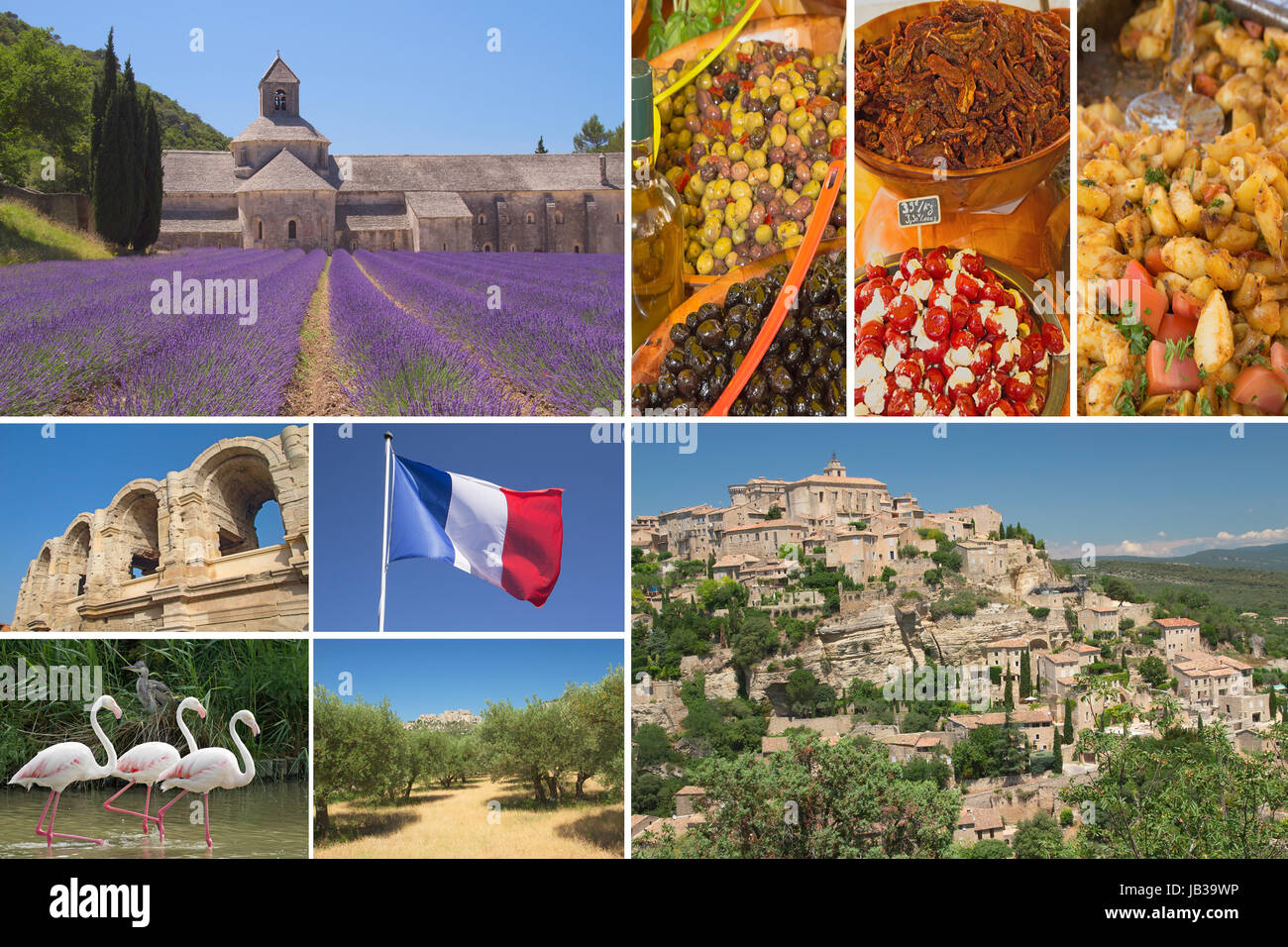 Provence famous landmarks picture collage (Provence, France Stock Photo ...