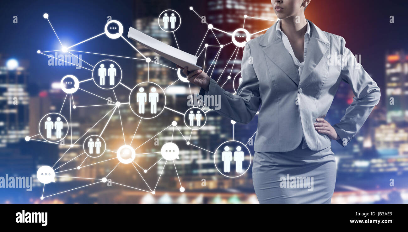 Concept of modern business networking that connect and cooperate people ...