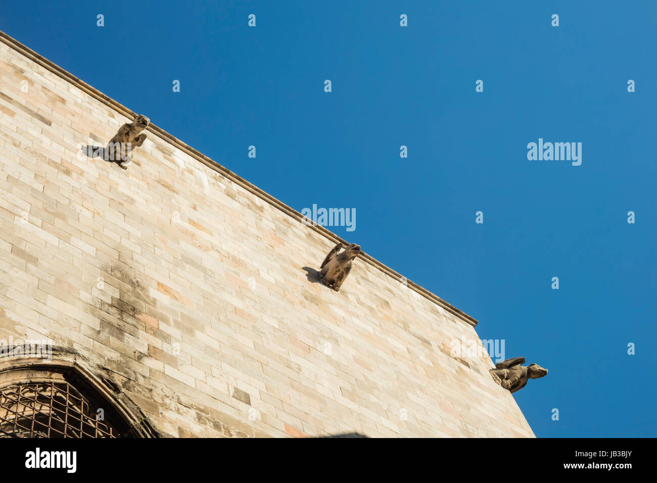 Detail of gargoyles of the gothic Cathedral of the Holy Cross and Saint ...