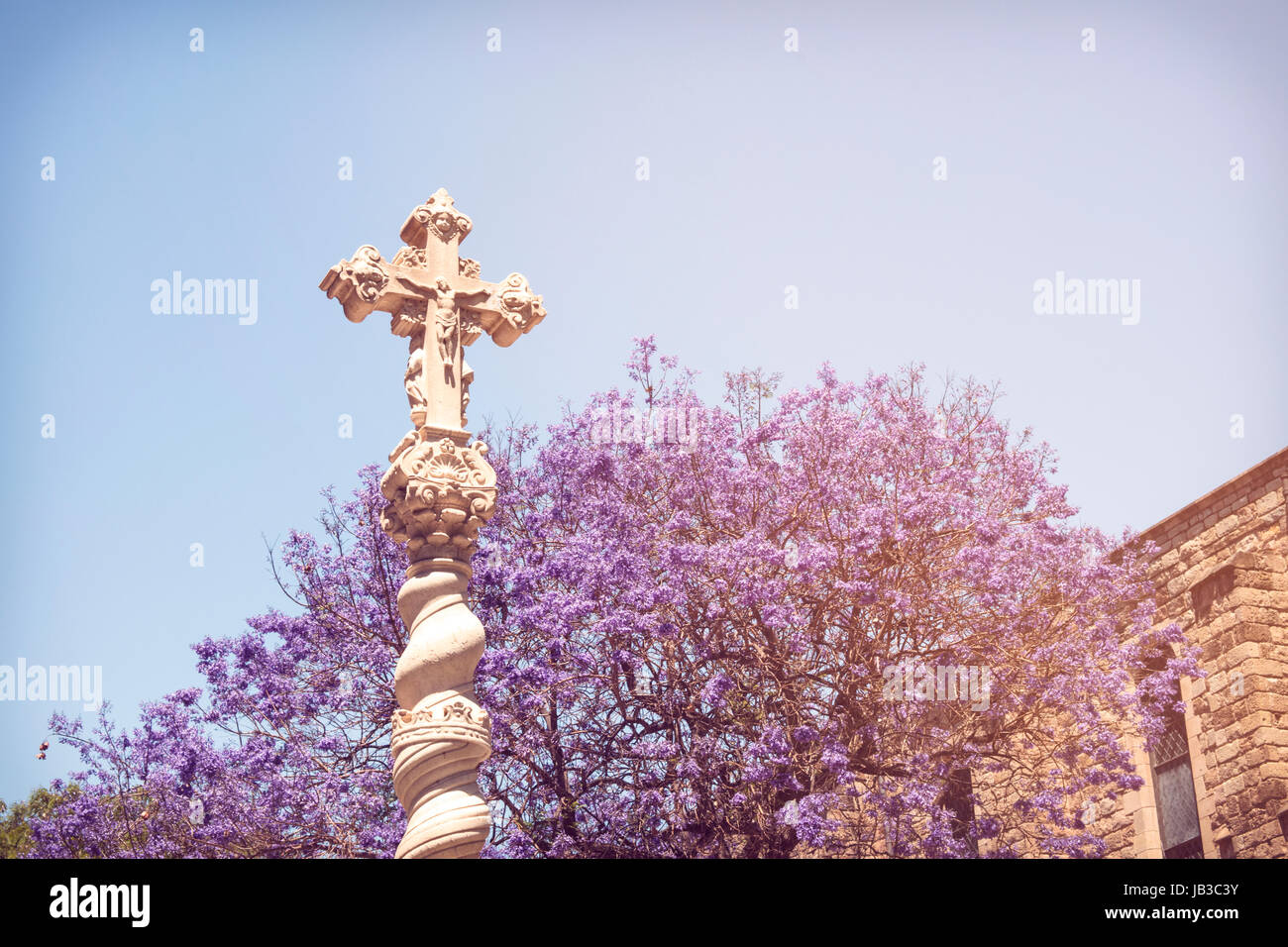 Holy Cross statue placed inside the Old Hospital building in Raval ...