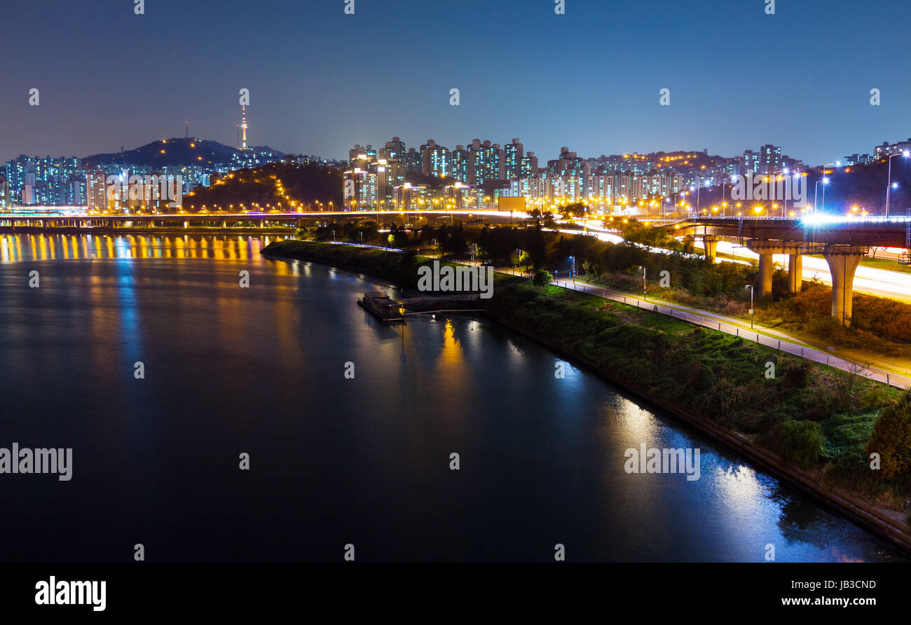 Seoul city at night Stock Photo - Alamy