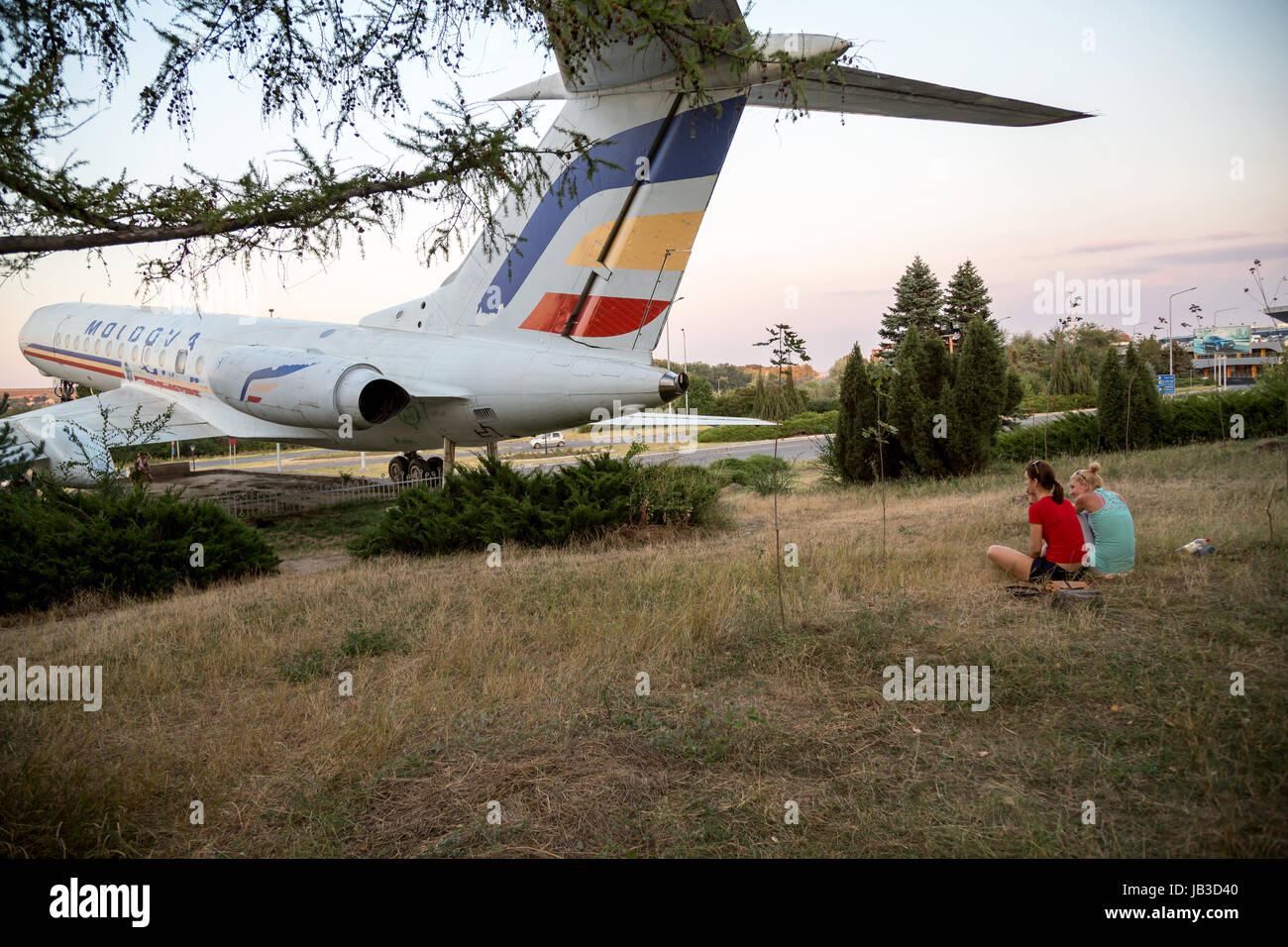 Chisinau, Moldova, people on the green area at Chisinau airport Stock ...