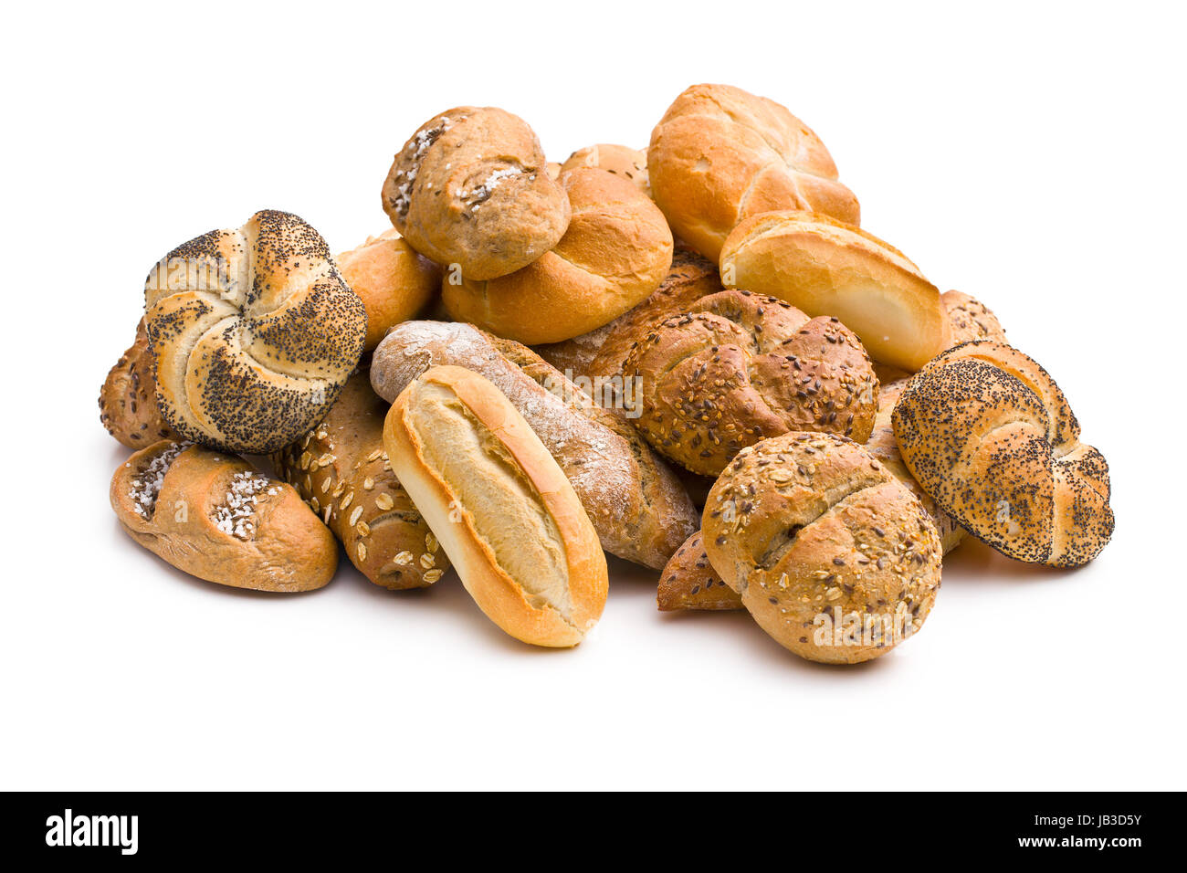 mix of breads on white background Stock Photo - Alamy