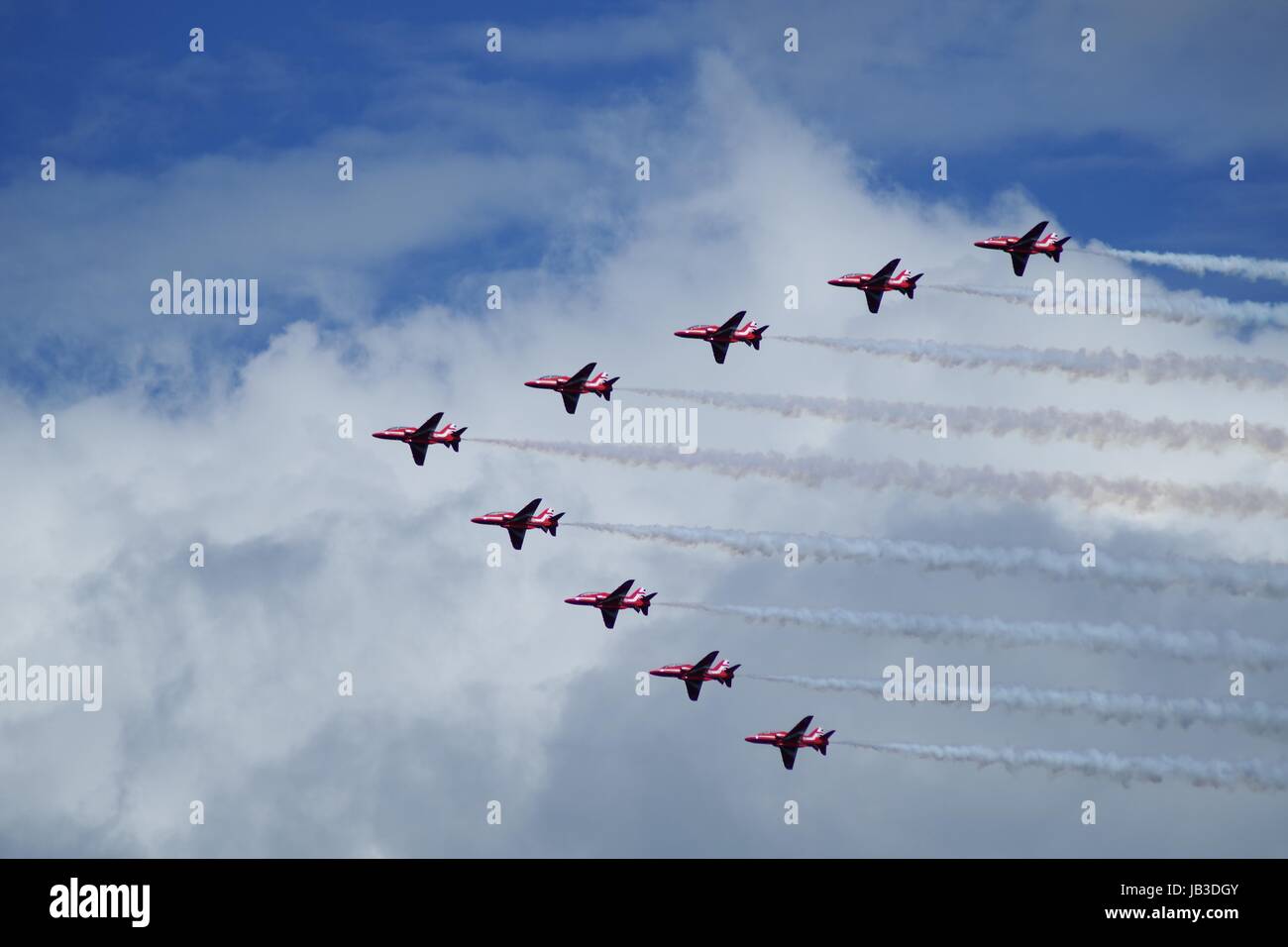 The Red Arrows, in Big Battle Formation, RAF Acrobatic Team, Hawk T1 ...