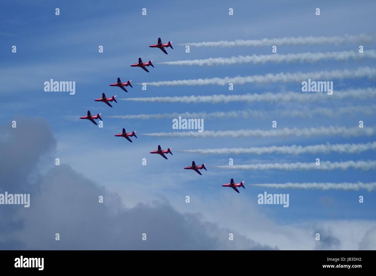 The Red Arrows, in Big Battle Formation, RAF Acrobatic Team, Hawk T1 ...