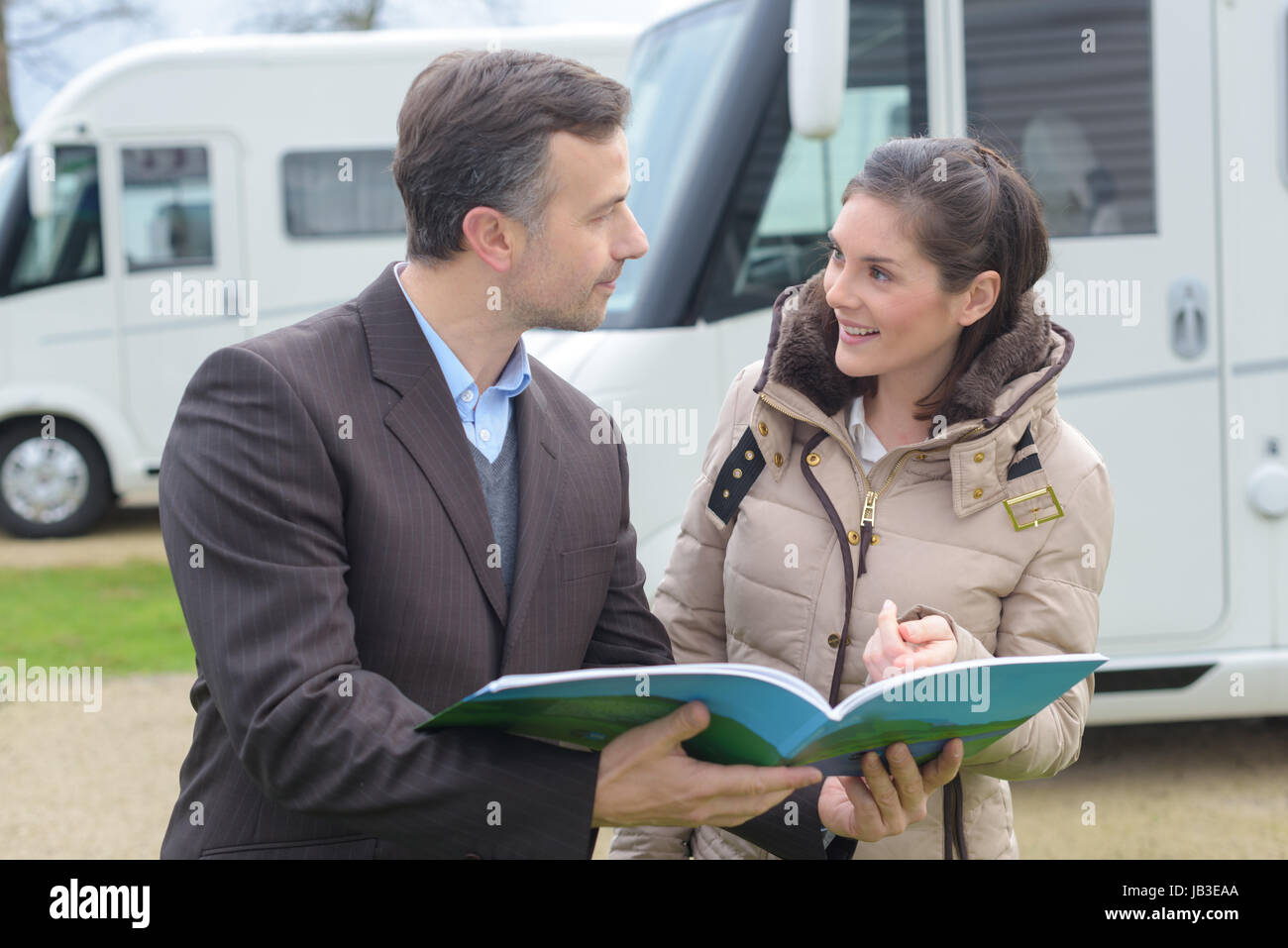 the camper van salesman Stock Photo - Alamy