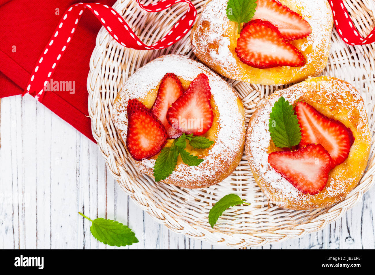 Strawberry Cream Cheese Pastries. Traditional Russian Baking Stock ...