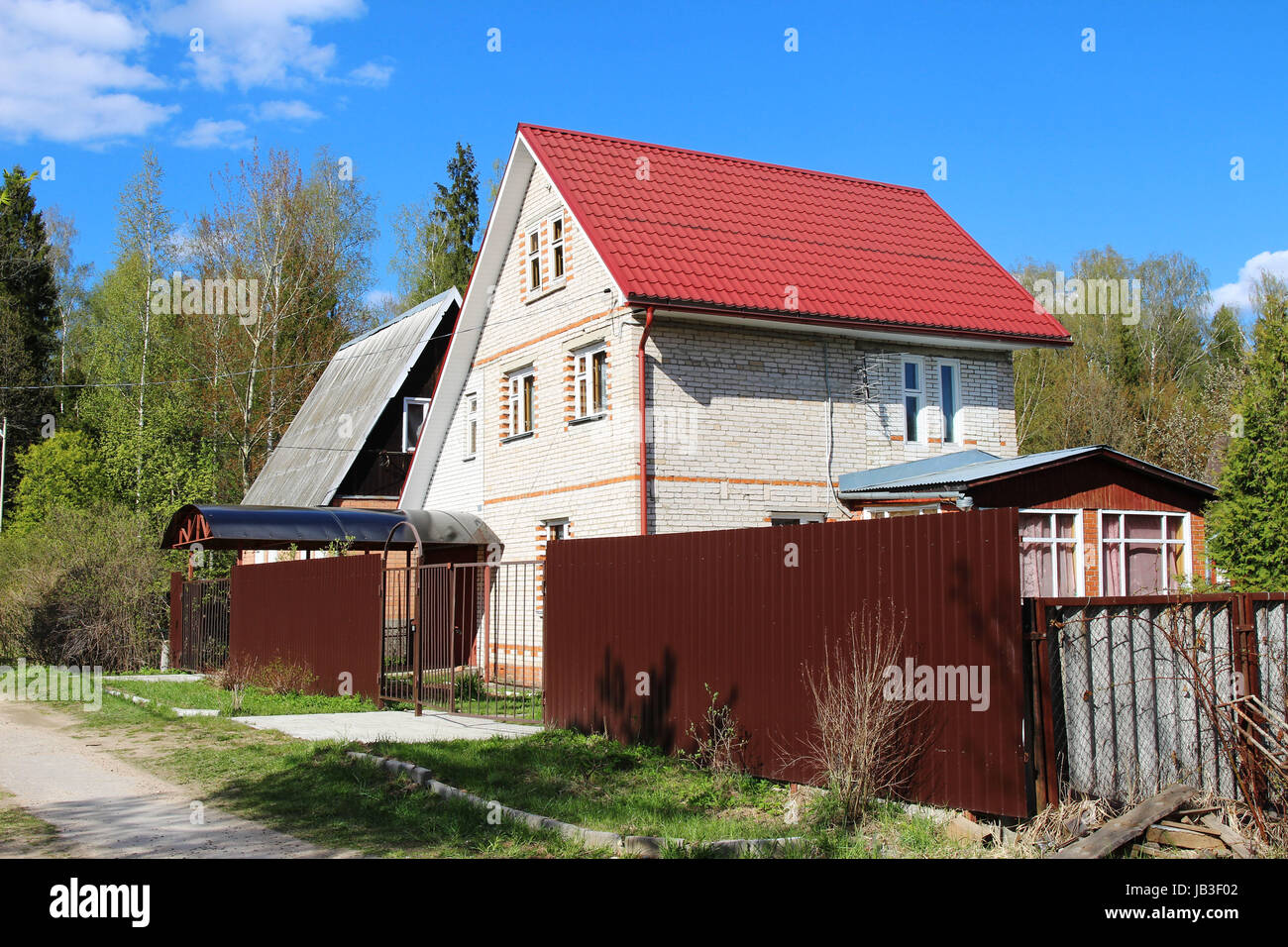 A brick house in the countryside. Eastern Europe, Russia Stock Photo ...