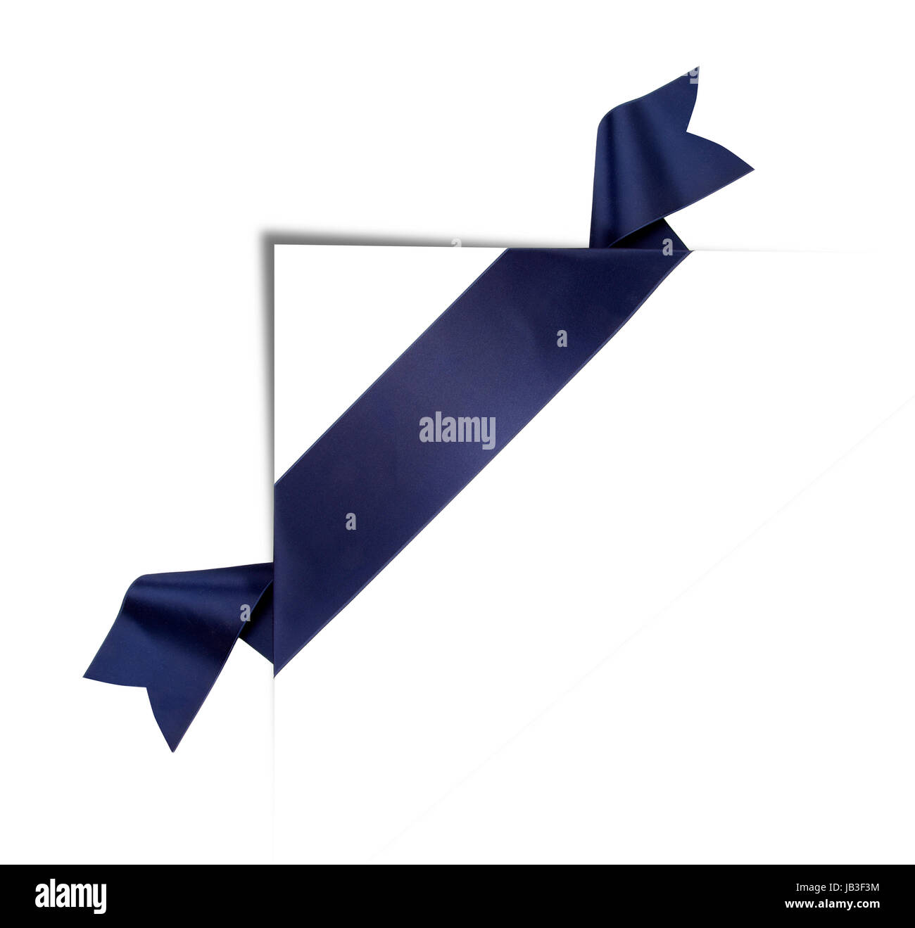 Blue ribbon banner with shadow corner Stock Photo - Alamy