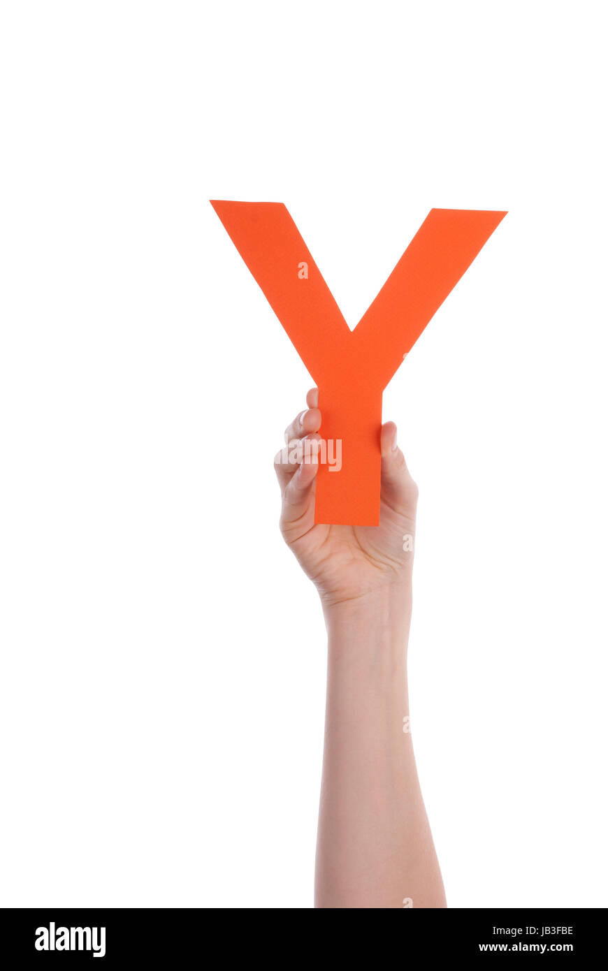 A Hand With an Orange Y, Isolated Stock Photo - Alamy