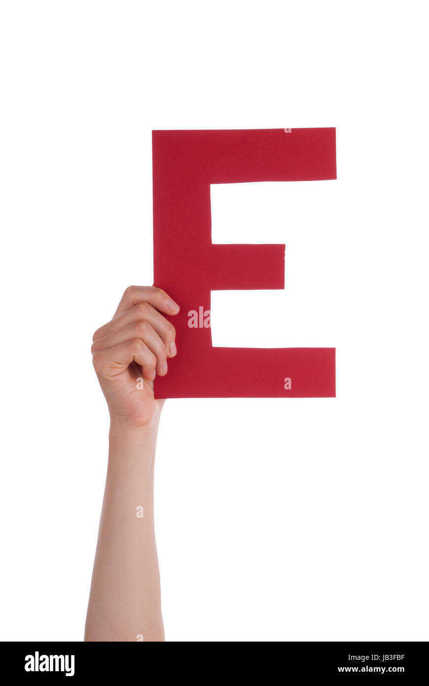 A Hand With the Red Letter E, Isolated Stock Photo - Alamy