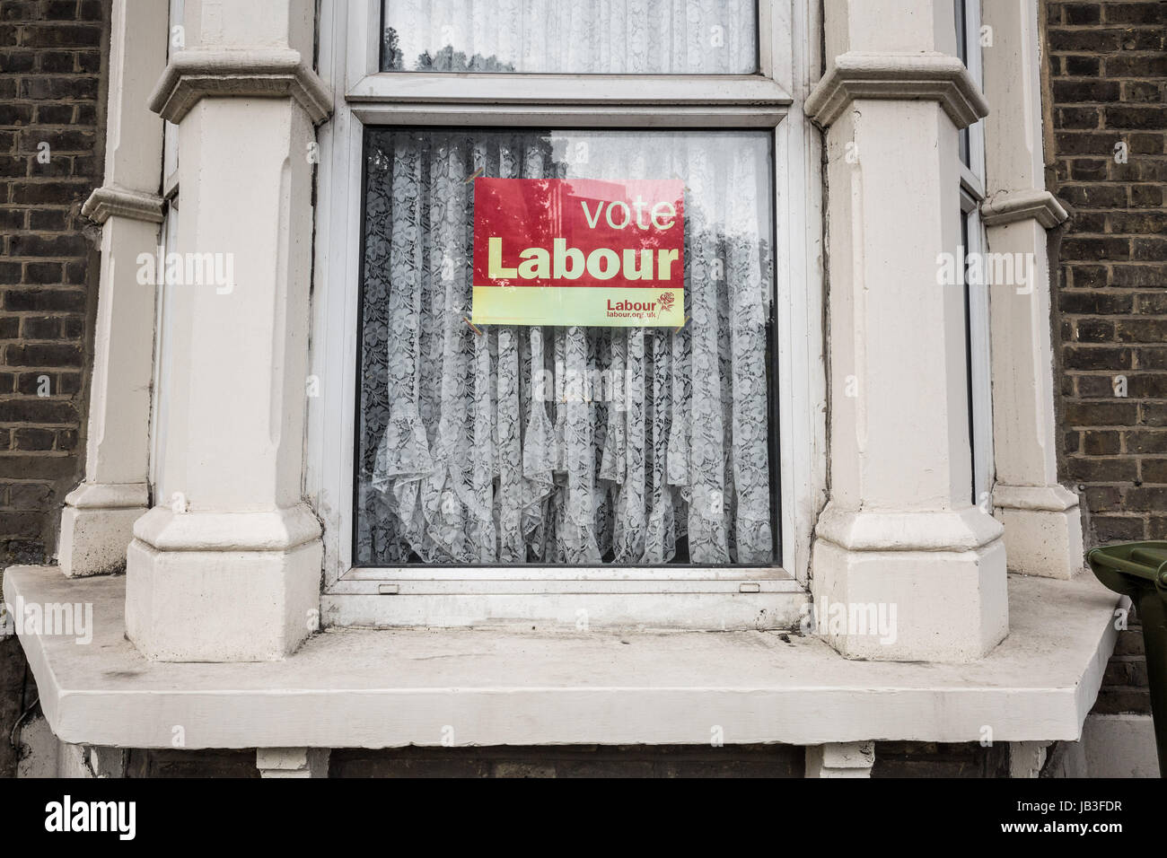 Vote Labour election placard seen in the window of a house in south ...