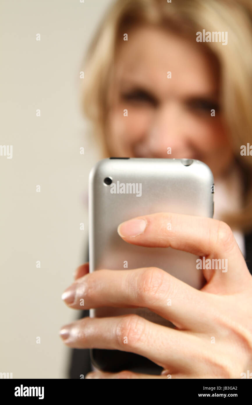 woman with mobile phone Stock Photo - Alamy