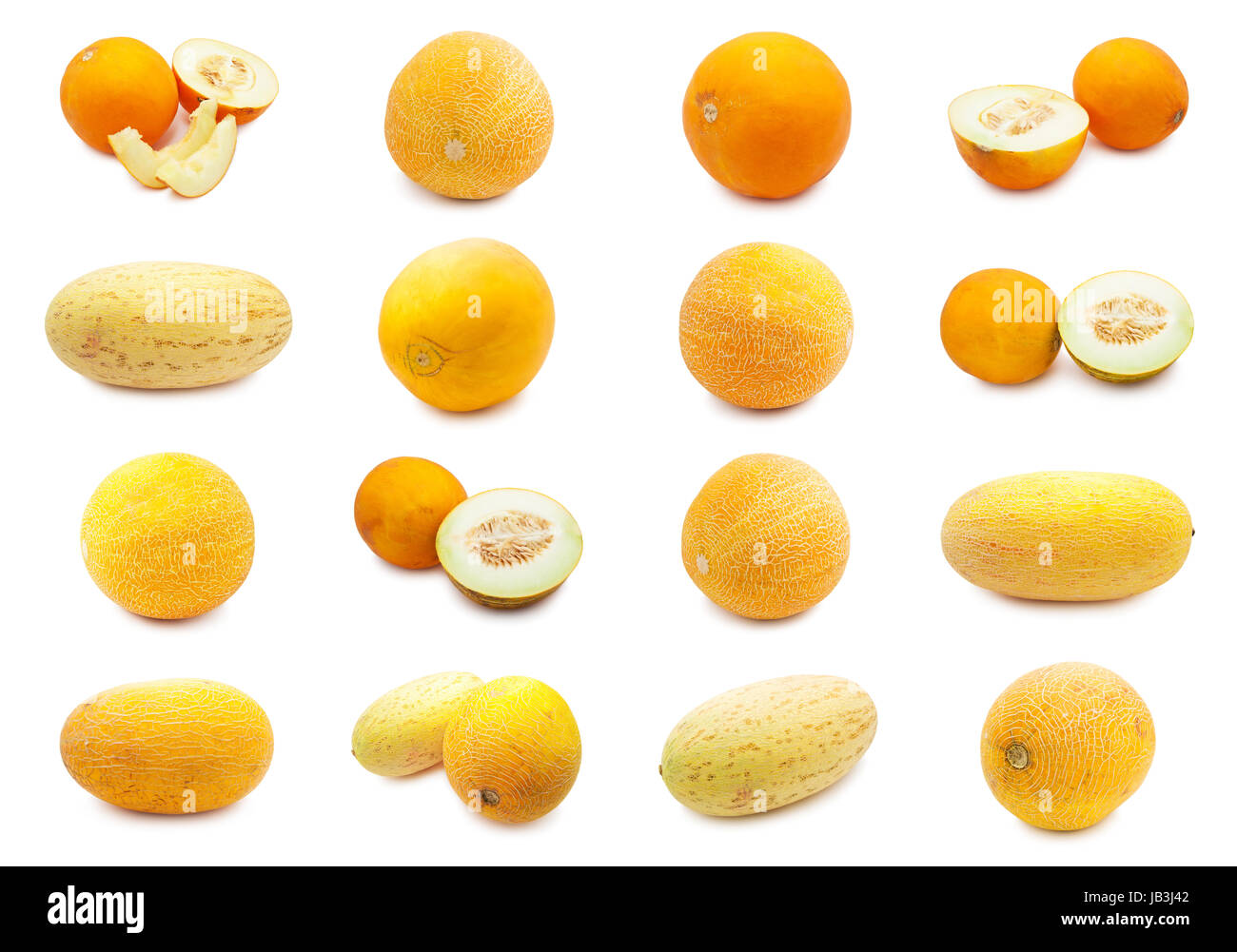 Collection of fresh juicy melons isolated on white background Stock ...