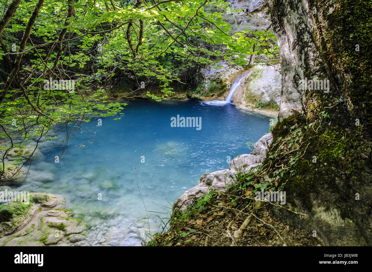 Beautiful waterfall in the river deep in to the Navarra's mountain in ...