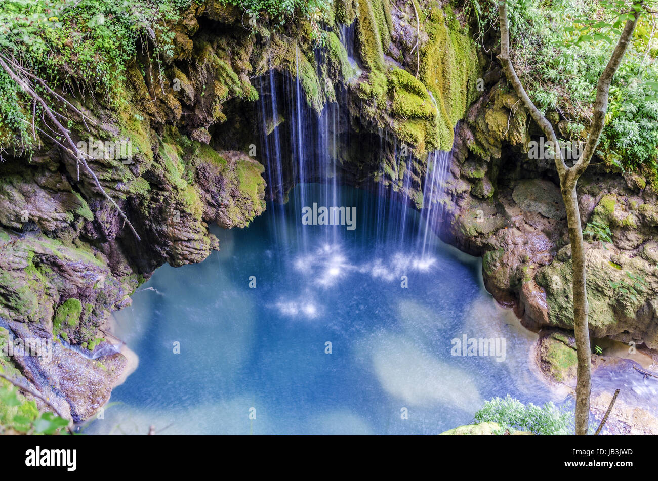 Beautiful waterfall in the river deep in to the Navarra's mountain in ...