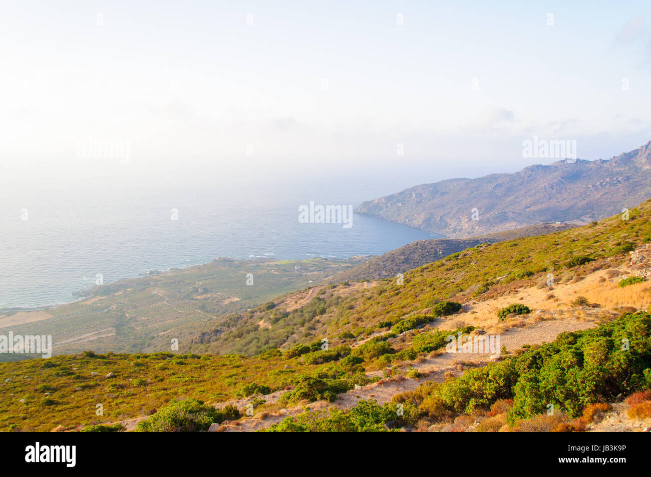 Wide view of a Cretan landscape, island of Crete, Greece Stock Photo ...