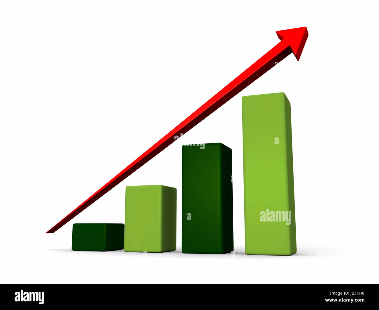 Green growth chart with red arrow isolated on white background Stock ...
