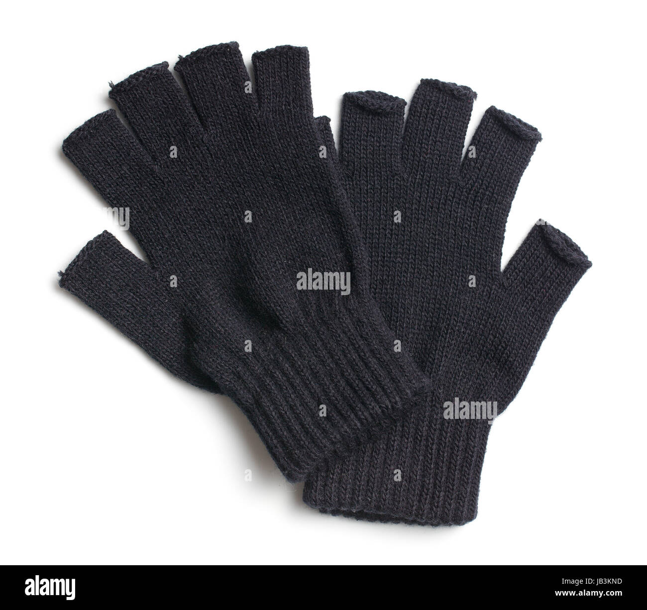 top view of pair of black gloves on white background Stock Photo - Alamy