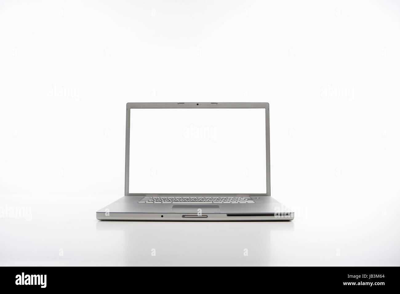open silver laptop computer isolated on white background - clipping ...