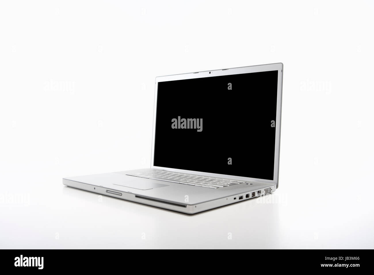 open silver laptop computer isolated on white background - clipping ...