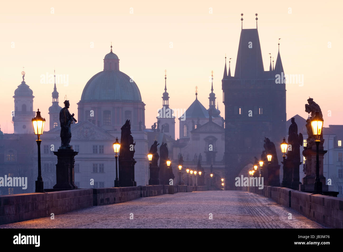 czech republic prague, charles bridge at dawn Stock Photo - Alamy