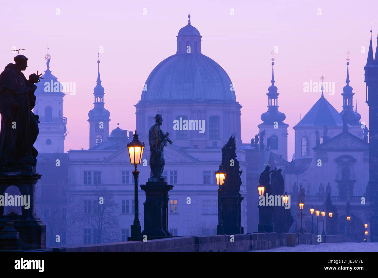 czech republic prague, charles bridge at dawn Stock Photo - Alamy