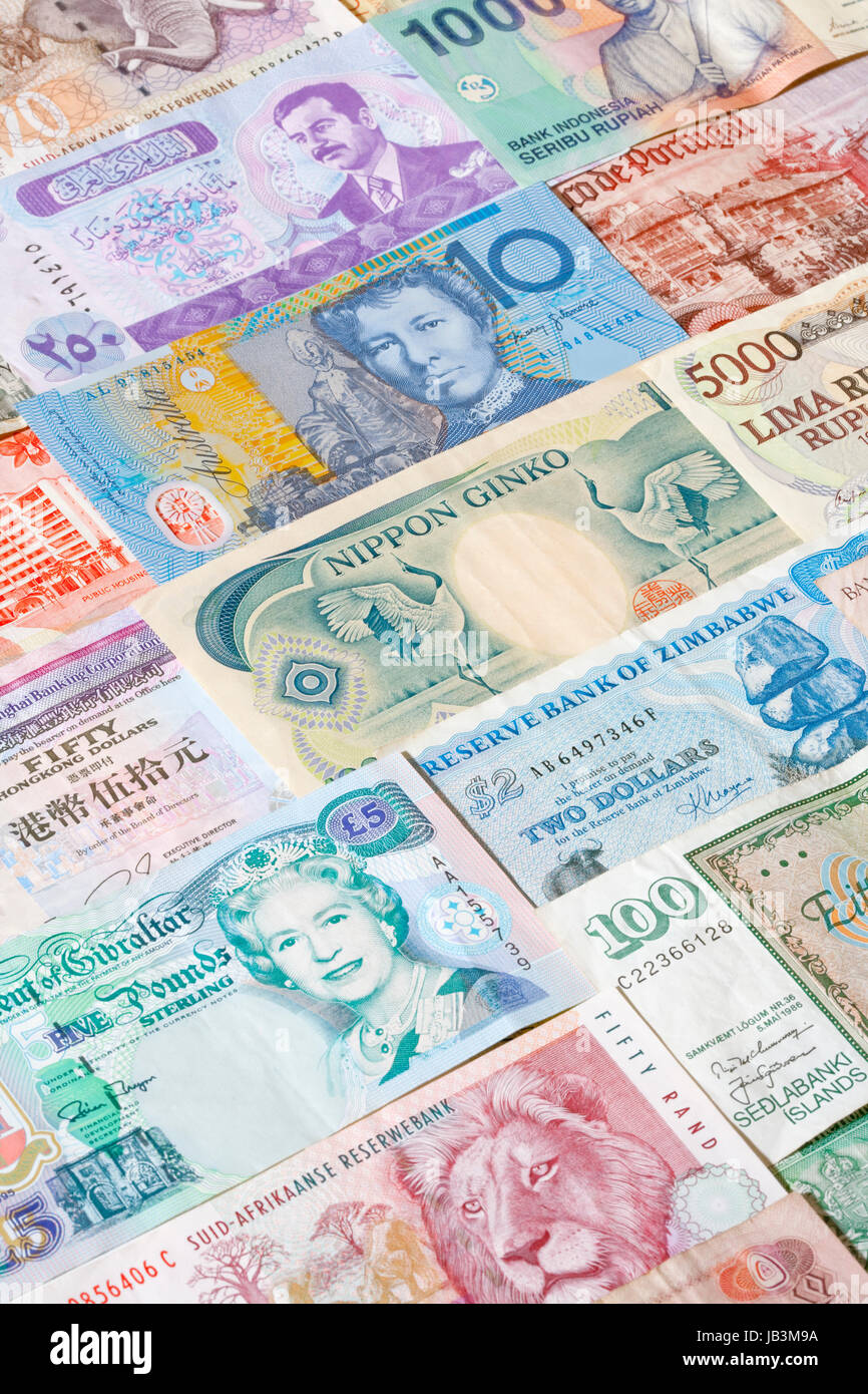 collection of various currencies from countries around the world Stock ...