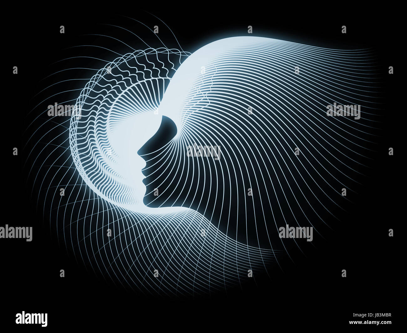 Geometry of Soul series. Composition of profile lines of human head ...