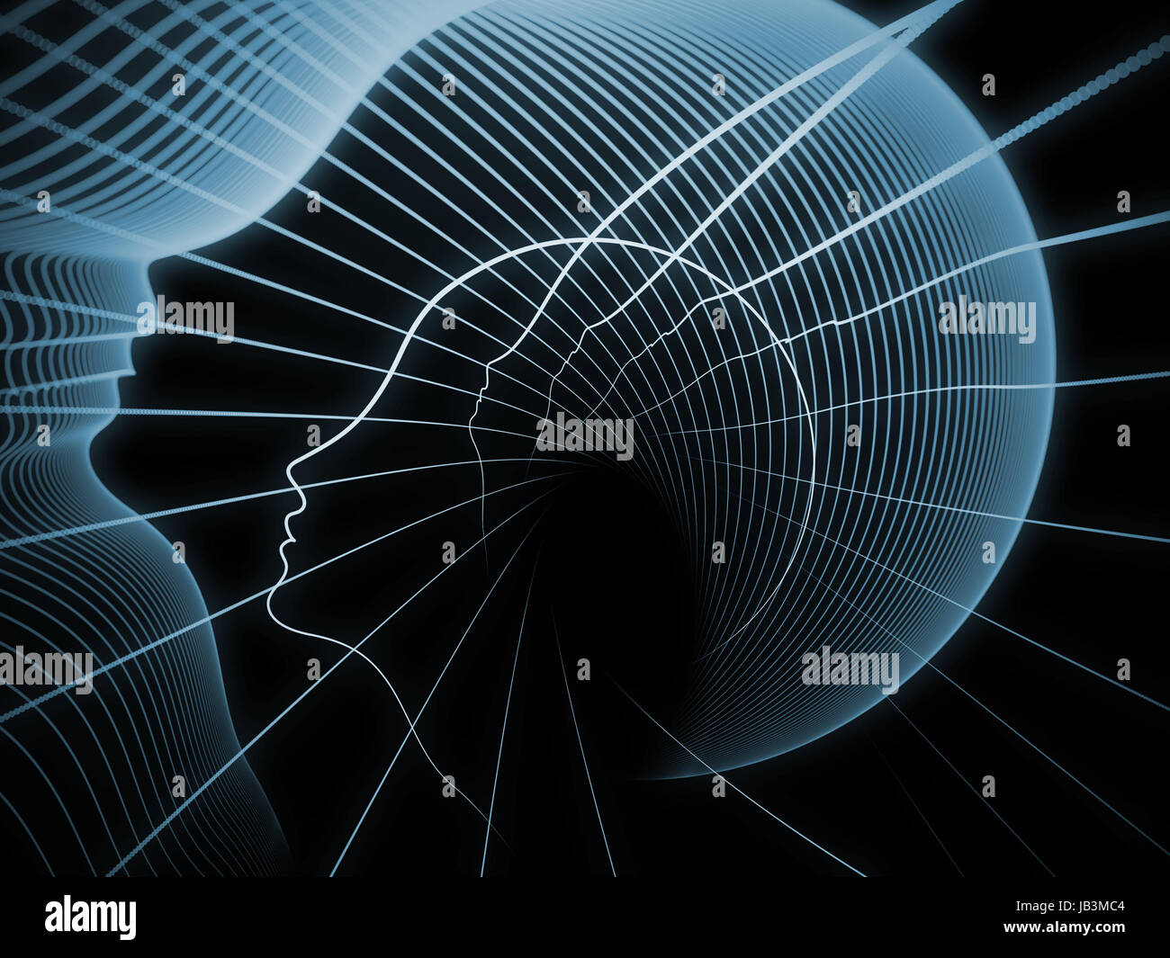 Geometry of Soul series. Composition of profile lines of human head on ...