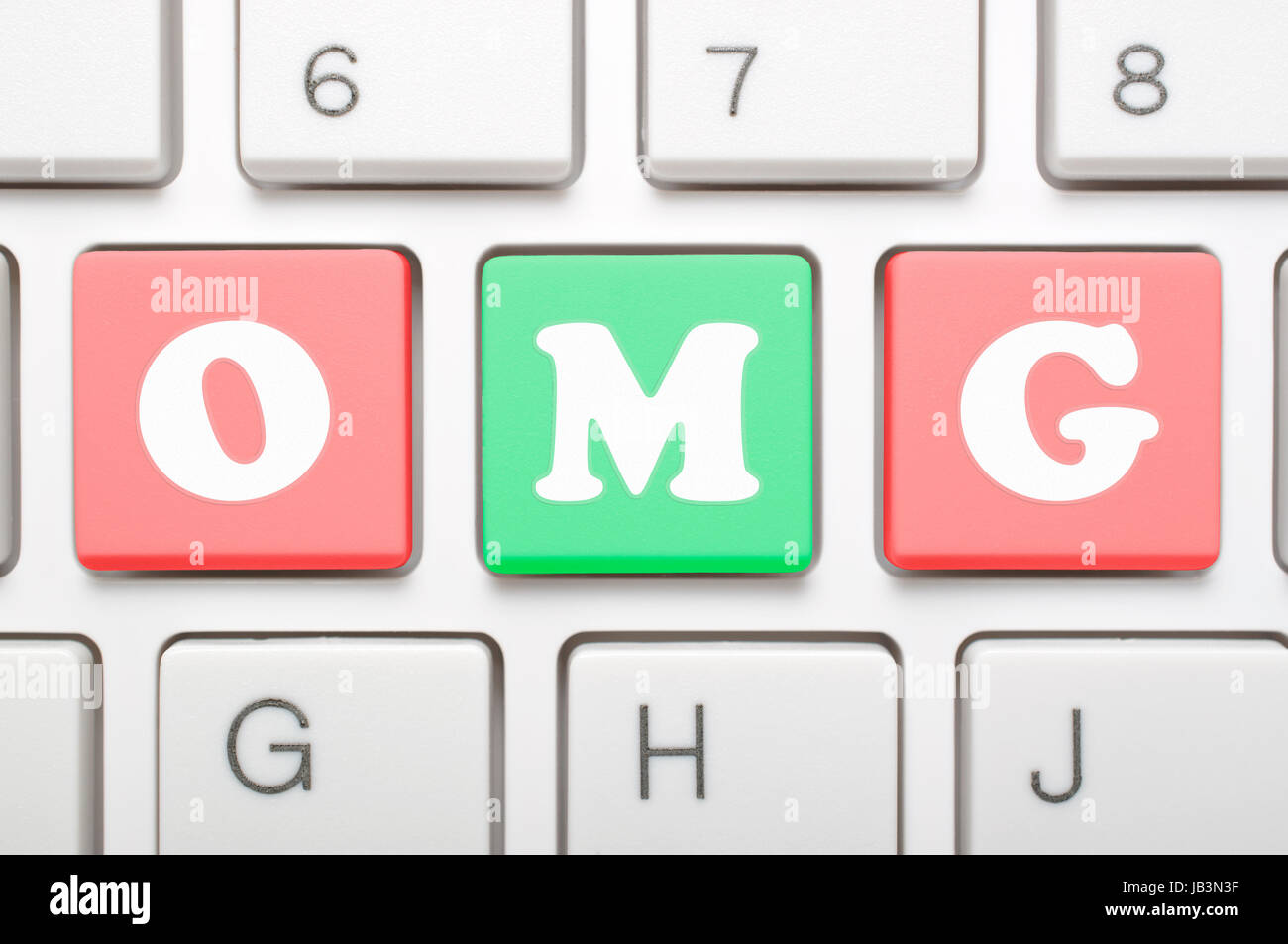 A computer keyboard with keys spelling OMG, Internet slang Stock Photo ...