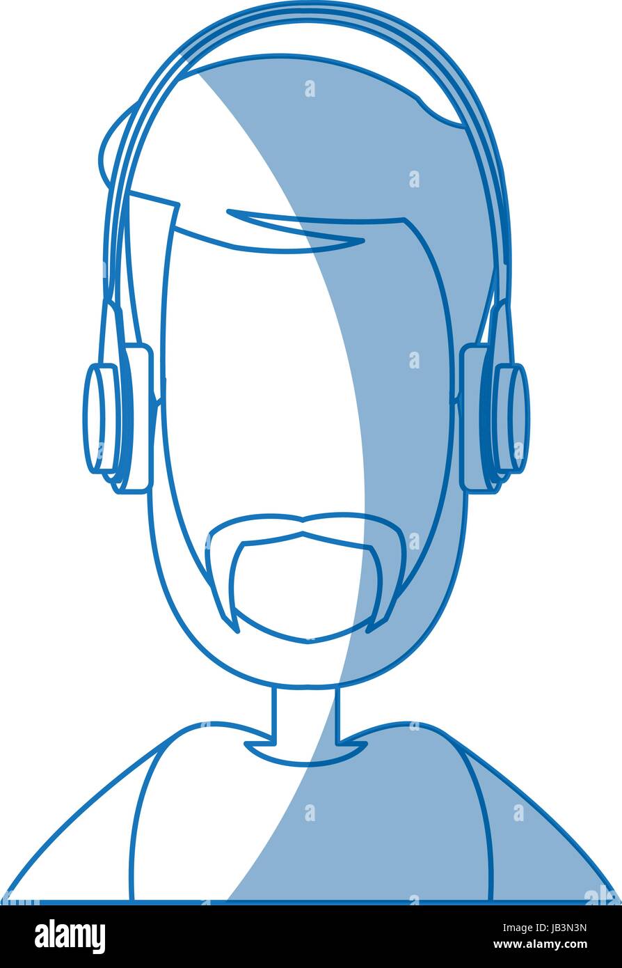 man character wearing headphones device technology Stock Vector Image ...