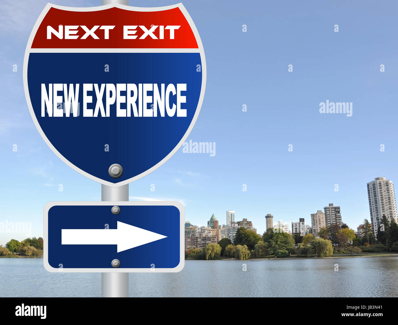 New experience road sign Stock Photo - Alamy
