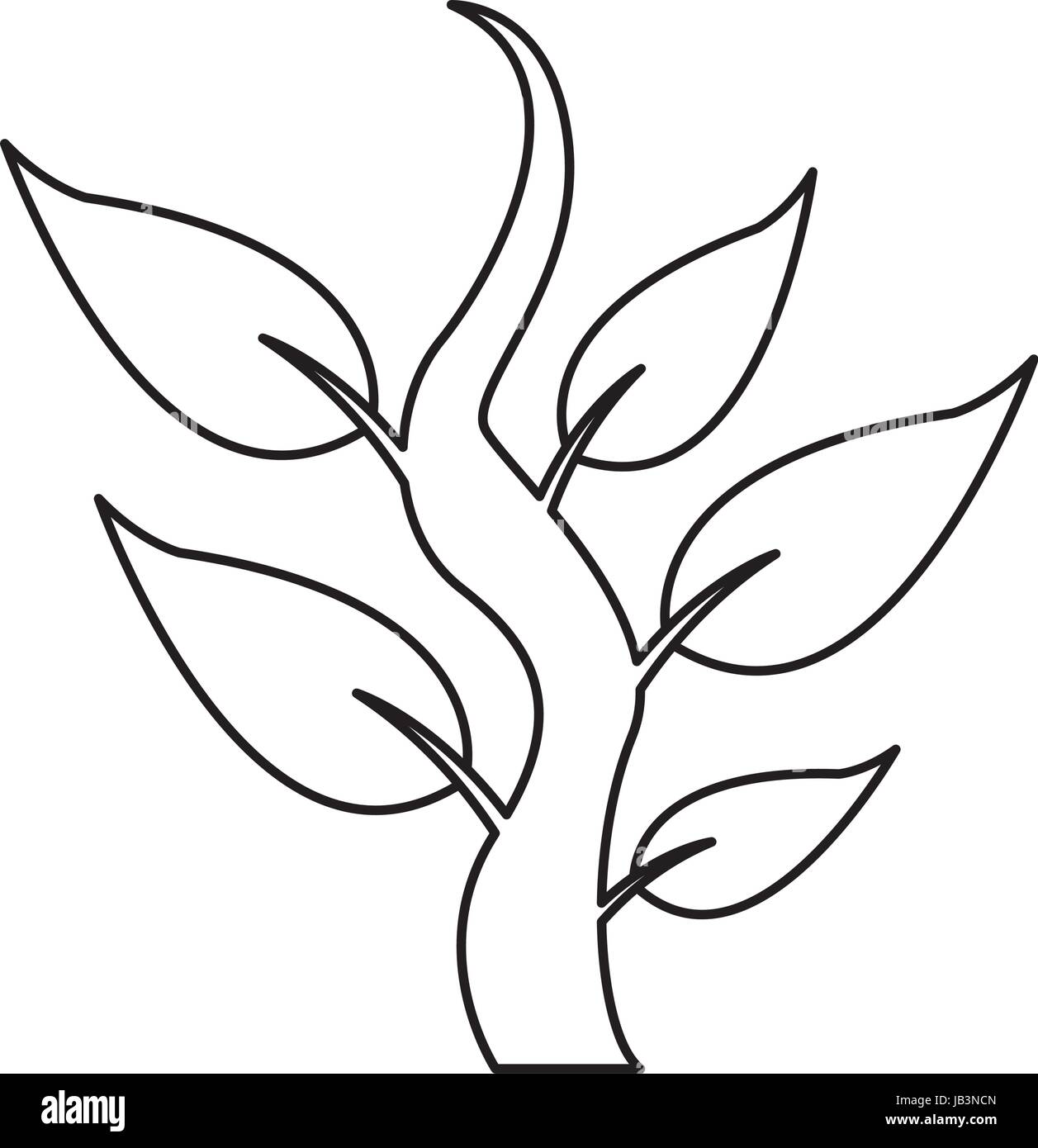 steam with leaves natural plant botany icon Stock Vector Image & Art ...