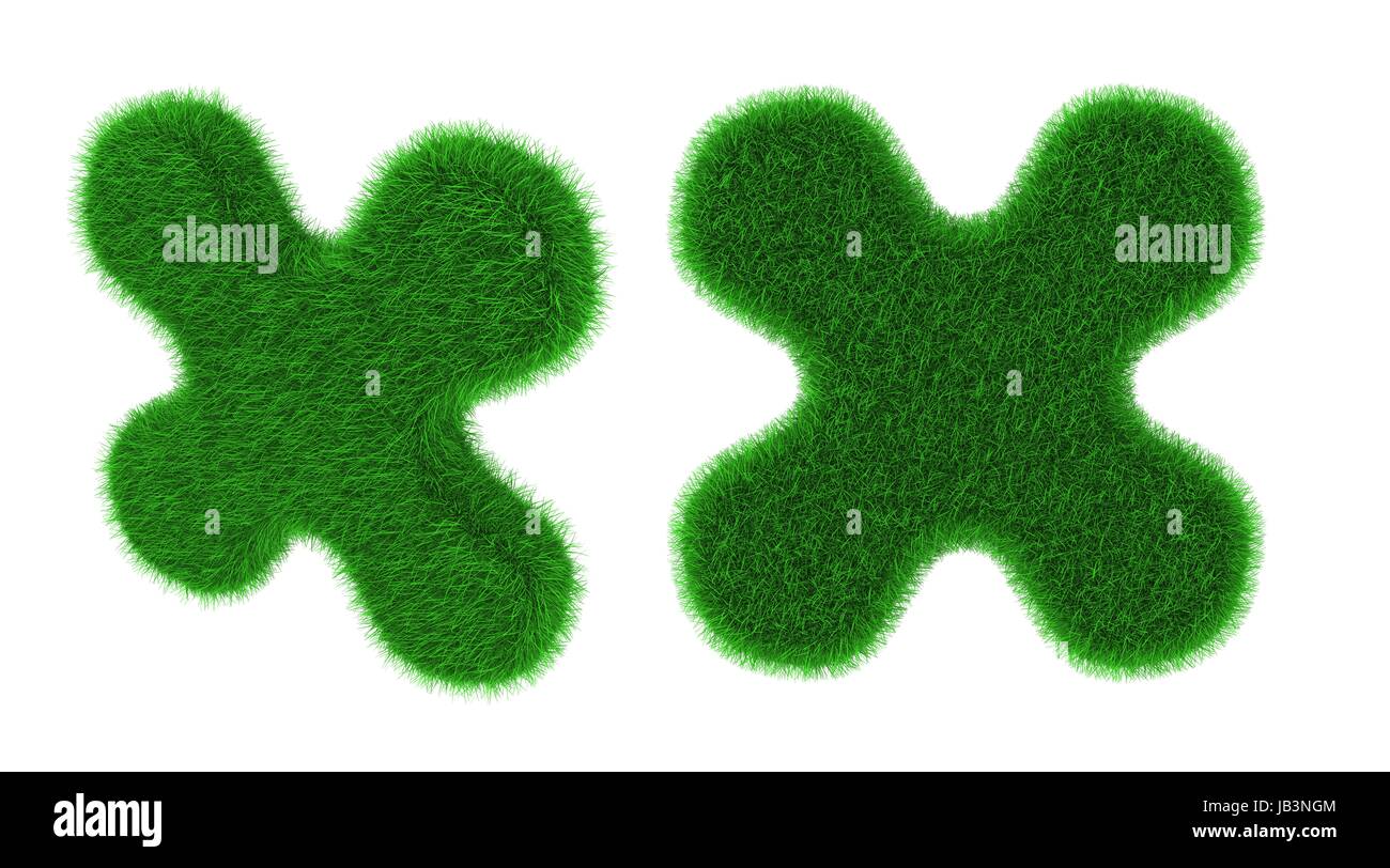 Flower shaped object covered with grass isolated on white background ...