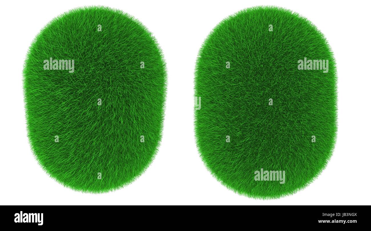 Capsule shape object covered with grass isolated on white background ...