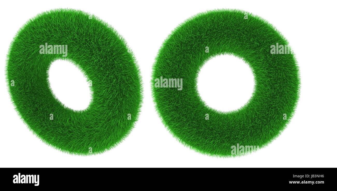Torus object covered with grass isolated on white background Stock ...