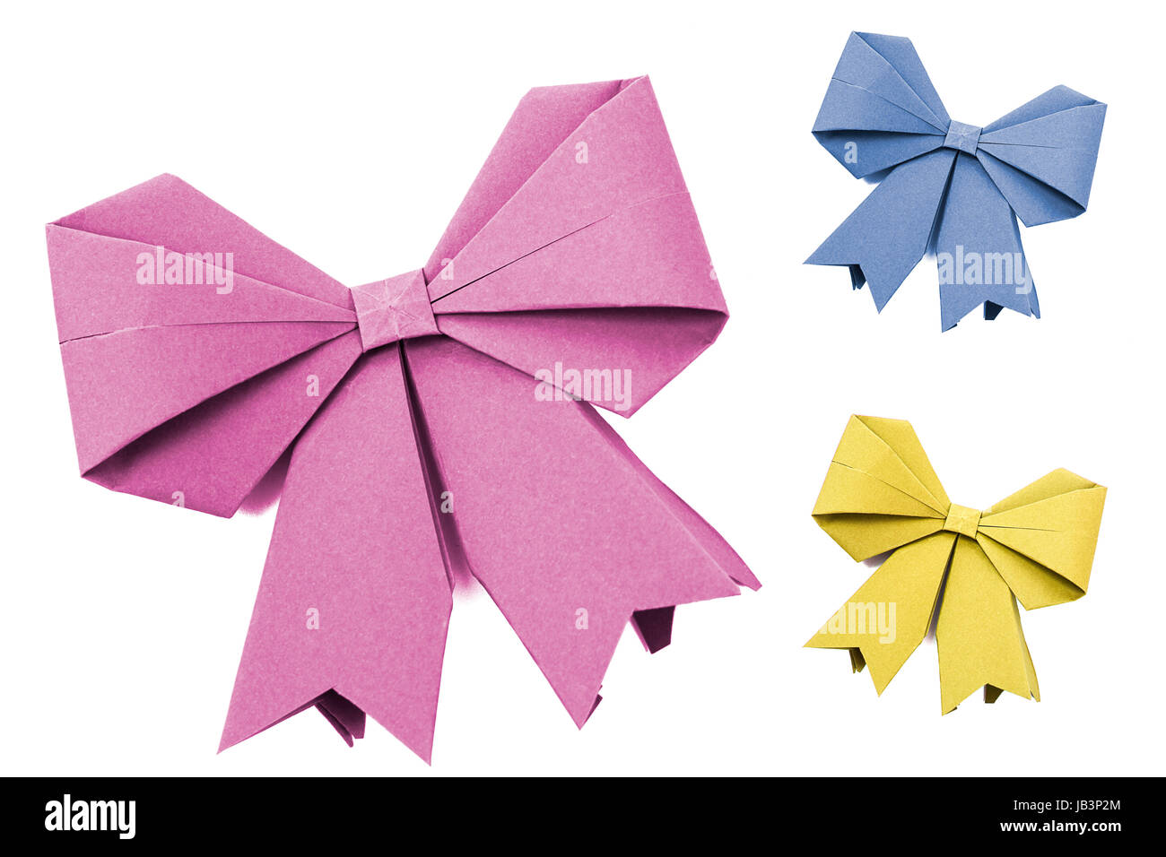 Colorful ribbons made ??with origami, isolated on white background ...