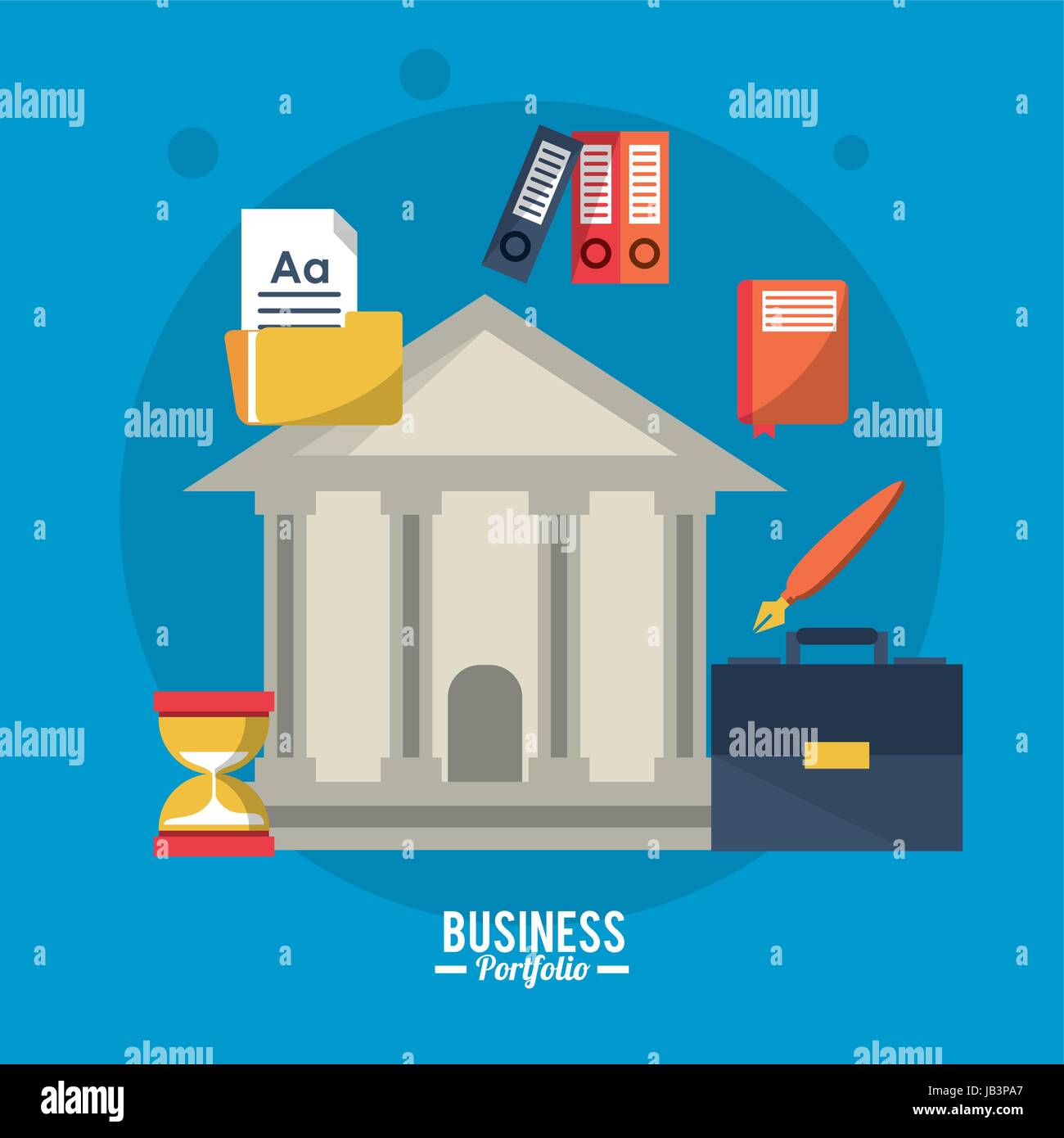 colorful poster business portfolio with parthenon and briefcase pen ...