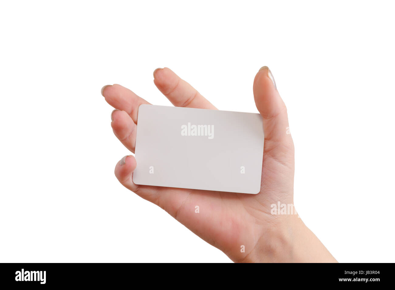 The hand holding a business card isolated Stock Photo - Alamy