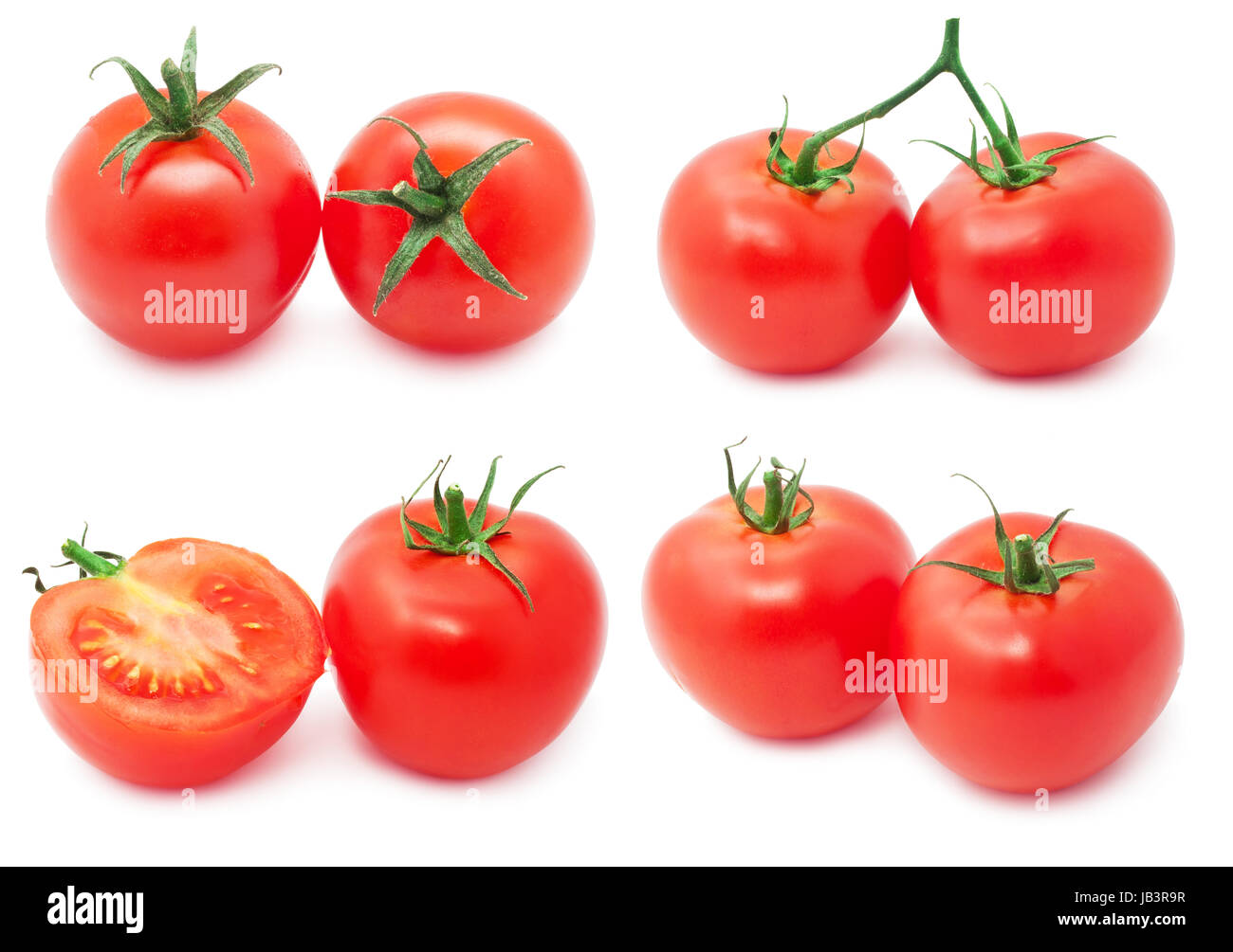 Collection of red tasty tomatoes isolated on white background Stock ...