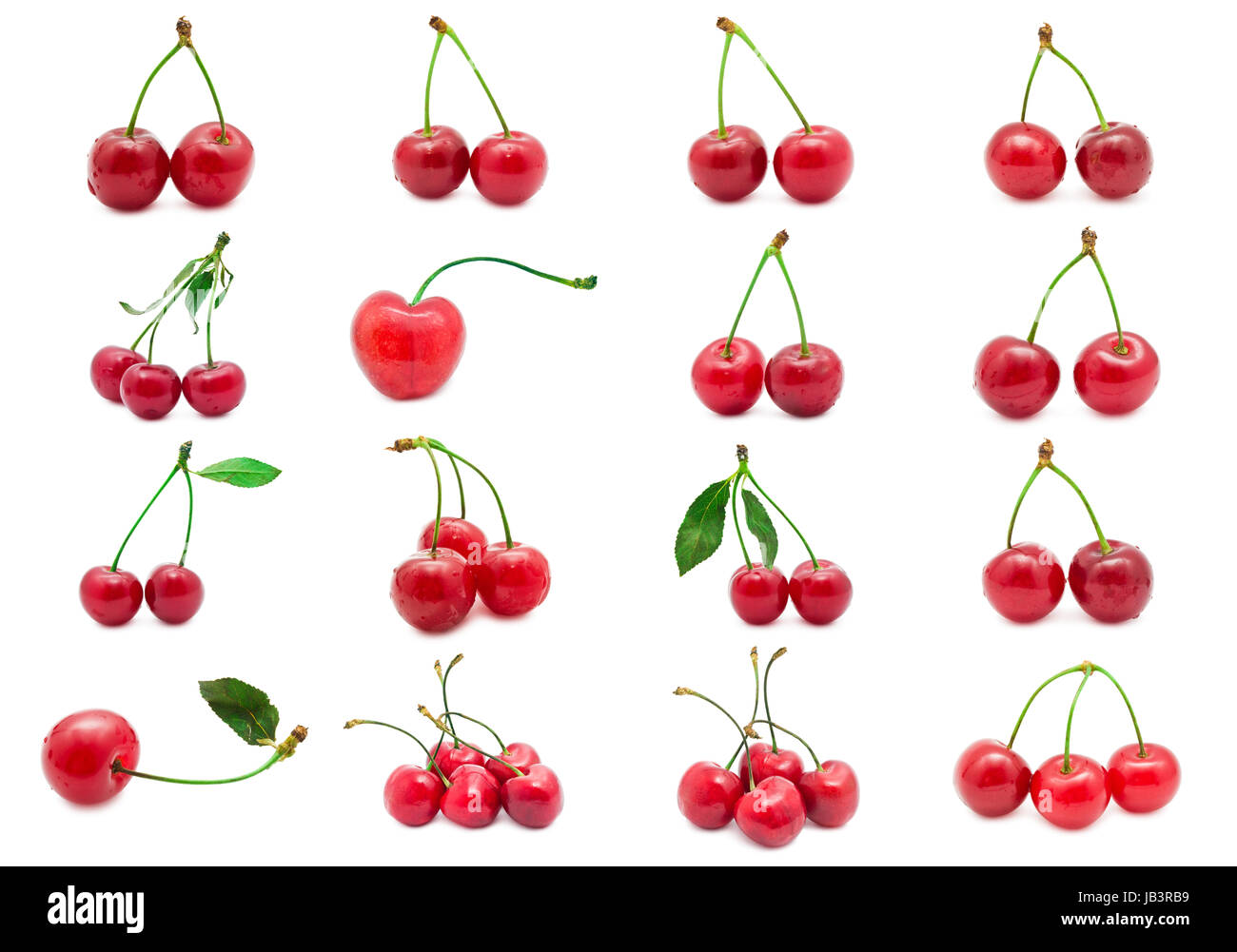 Collection of beautiful red cherry isolated on white background Stock ...
