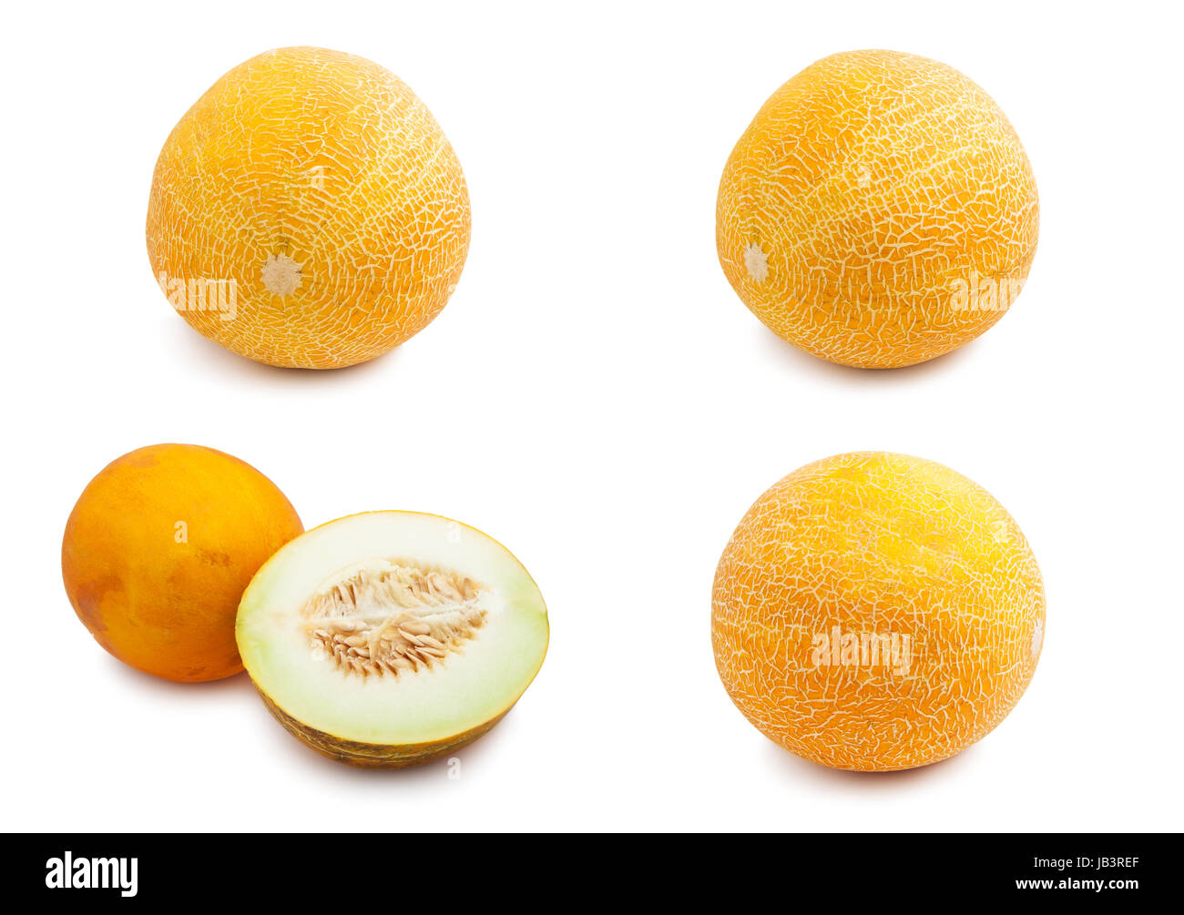Collection of fresh juicy melons isolated on white background Stock ...