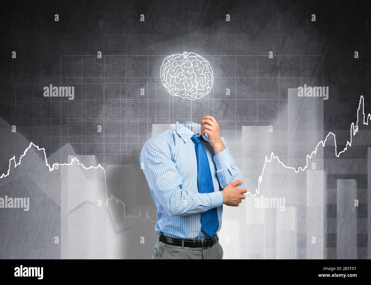 Brain headed businessman Stock Photo - Alamy