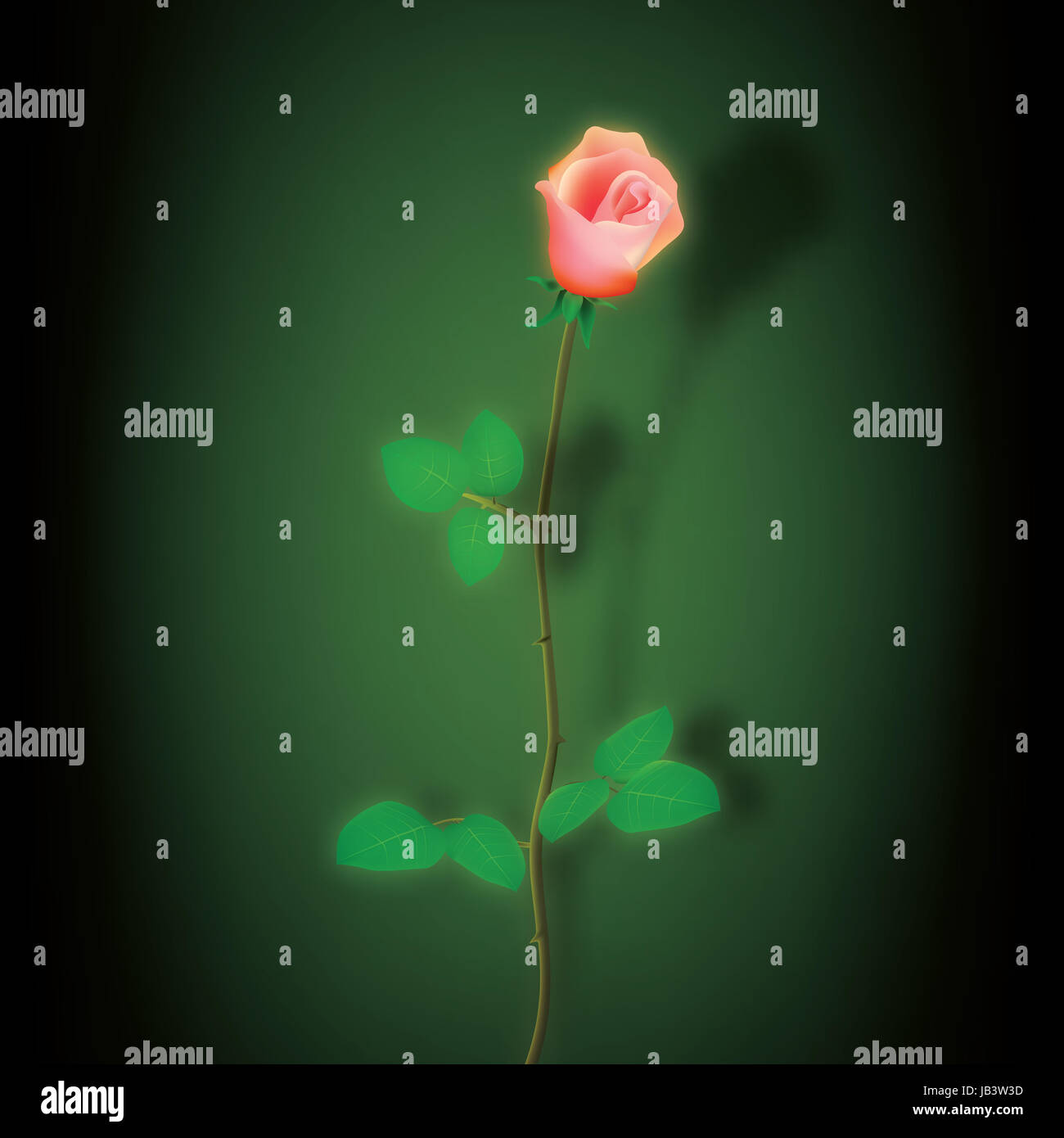 abstract dark background with red rose on green Stock Photo - Alamy