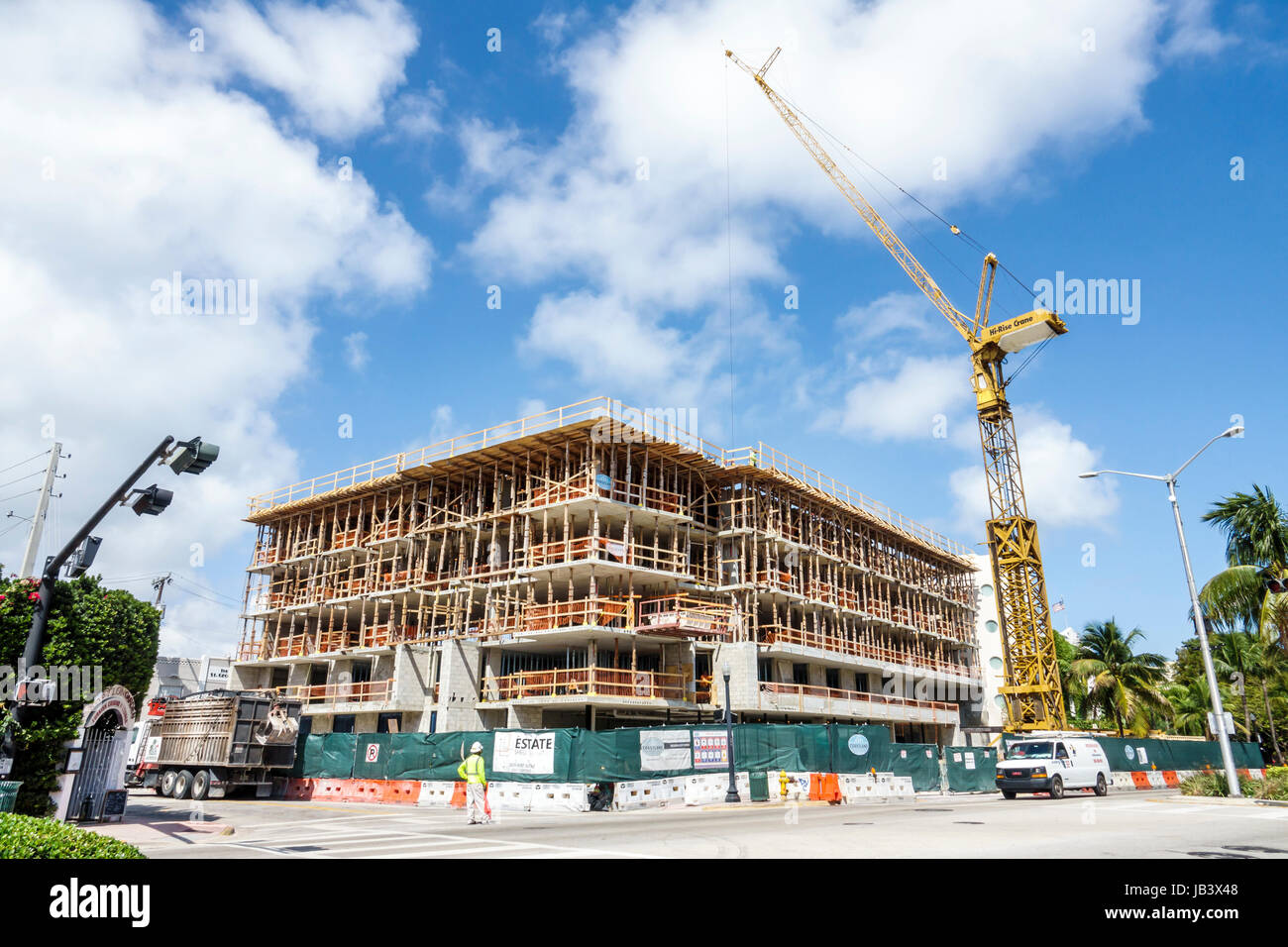 Miami Beach Florida,Washington Avenue,building,under construction site ...